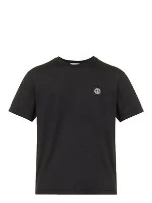 Stone Island Logo-patch Regular-fit Cotton-jersey T-shirt - Black
