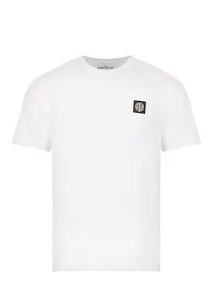 Stone Island Logo-patch Regular-fit Cotton-jersey T-shirt - White
