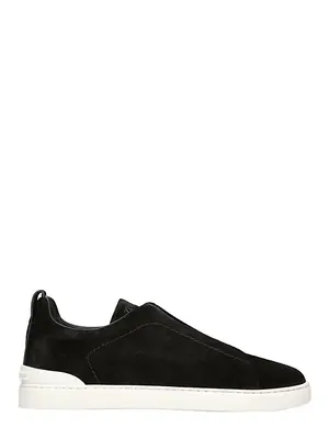 Ermenegildo Zegna Triple Stitch Panelled Suede Low-top Trainers - Black
