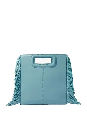 Maje Fringed-Trim Leather Cross-Body Bag Bleus