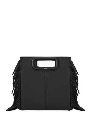 Maje Fringed-trim Leather Cross-body Bag - Noir / Gris