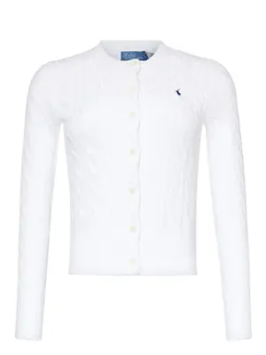 Polo Ralph Lauren Logo-embroidered Cable-knit Cotton Cardigan - White