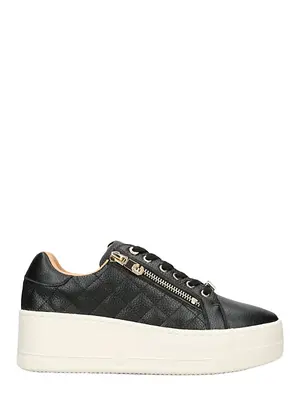 Carvela Connected Zip Leather Low-top Trainers - Black