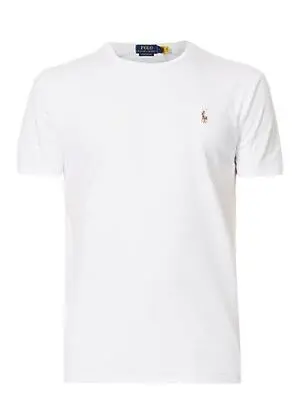 Polo Ralph Lauren Short-sleeved Logo-embroidered Custom Slim-fit Cotton-jersey T-shirt - White