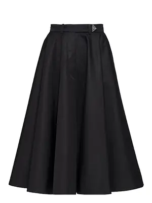Prada Re-nylon Logo-plaque High-rise Pleated Skirt - Black