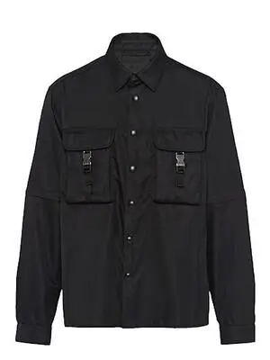 Prada Re-nylon Brand-plaque Nylon Shirt Xxxl - Black