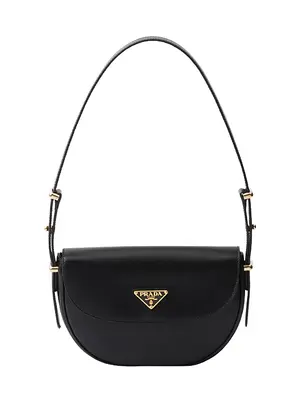 Prada Arqué Leather Shoulder Bag - Black
