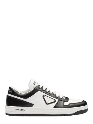 Prada Downtown Brand-plaque Leather Low-top Trainers - White