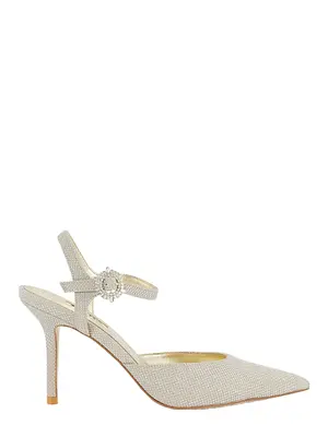 DUNE Buckle-embellished Woven Heeled Courts - Gold-synthetic