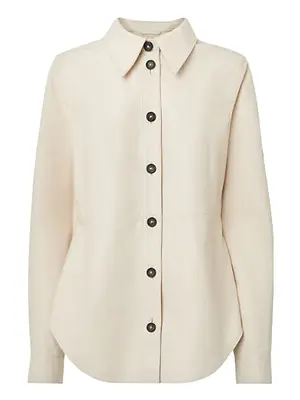 Whistles Slim-fit Leather Shirt - Cream