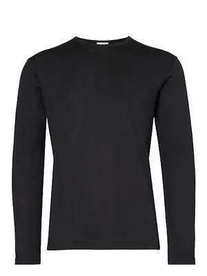 Sunspel Sun Crew-neck Long-sleeve Cotton-jersey T-shirt - Black
