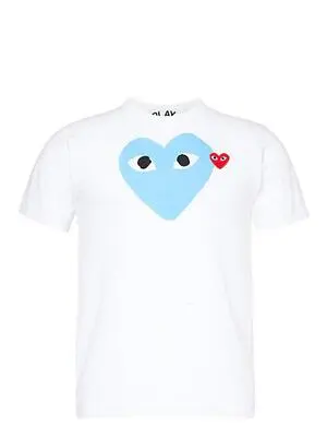 Play Comme Des Garcon Big And Small Heart Brand-appliqué Cotton-jersey T-shirt Xxl - Blue
