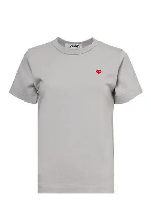 Play Comme Des Garcon Heart Logo-embroidered Cotton-jersey T-shirt - Gray