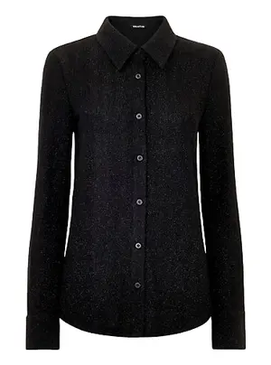 Whistles Eva Sparkle Slim-fit Stretch-woven Shirt - Black
