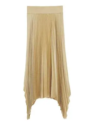 JOSEPH High-Rise Pleated Woven Midi Skirt Safari