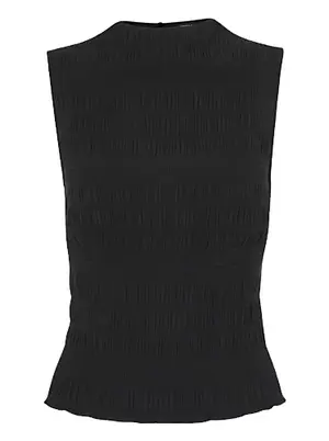 Whistles Plisse Sleeveless Top - Black