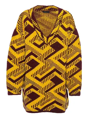 Prada Shetland Wool Geometric-pattern Jumper - Bordeaux