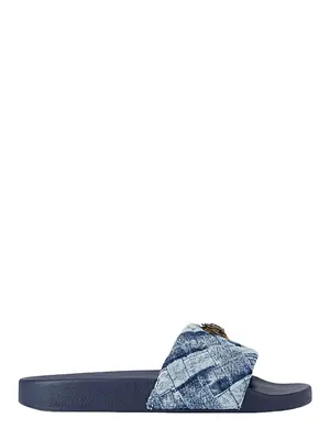 Kurt Geiger Meena Eagle-embellished Sliders - Denim