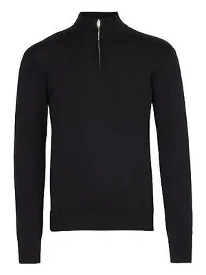 ARNE Funnel Neck Regular Fit Cotton-knit Jumper - Black
