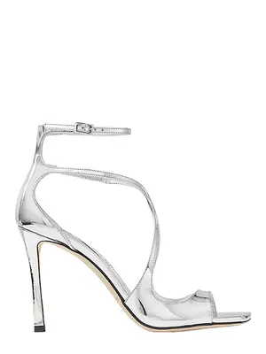 JIMMY CHOO Azia 95 Leather Heeled Sandals - Silver