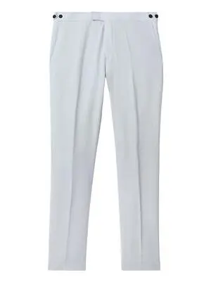 REISS Kin Slim-fit Straight-leg Linen Trousers - Soft Blue