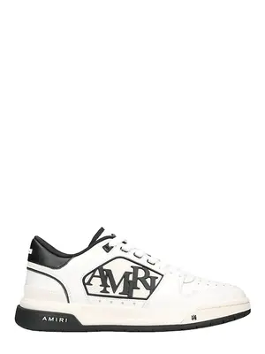 Amiri Classic Logo-embellished Leather Low-top Trainers - White/blk
