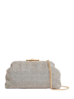 REISS Reiss Adaline Crystal-Embellished Woven Clutch Opal
