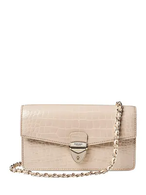ASPINAL OF LONDON Mayfair Croc-effect Leather Clutch - Taupe