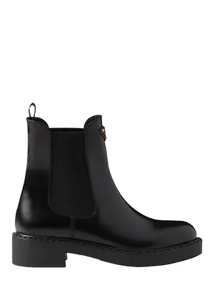 Prada Logo-plaque Leather Chelsea Boots - Black