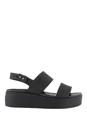 CROCS Brooklyn Double-strap Low-wedge Rubber Sandals - Black