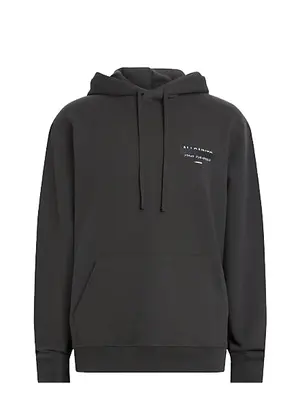 ALLSAINTS Logo-embroidered Cotton-jersey Hoody - Washed Black