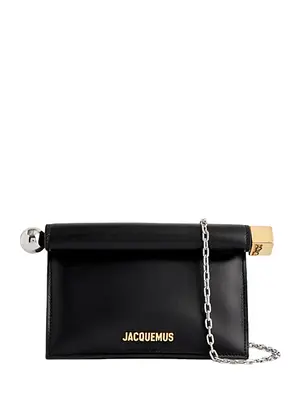 Jacquemus La Petit Pochette Rond Leather Clutch - Black