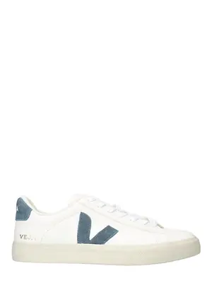 VEJA Campo Logo-stitched Leather Trainers - White/navy