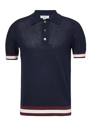 CHE Quinn Stripe-trimmed Cotton-knit Polo Shirt - Navy