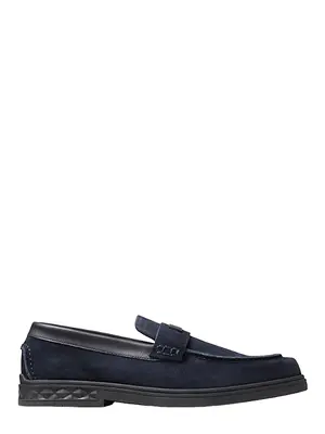 JIMMY CHOO Reverse-suede Loafers - Navy
