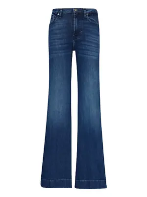 7 For All Mankind Modern Dojo Flared-leg High-rise Jeans - Soho Dark
