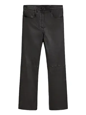 JOSEPH Duke Flared-leg Mid-rise Leather Trousers - Black