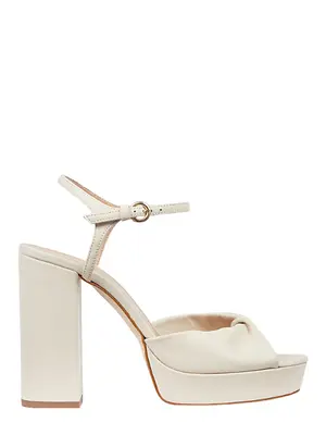 LK BENNETT Rosa Twisted Leather Platform Sandals - Cre-ecru