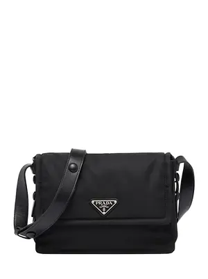 Prada Brand-plaque Small Nylon Shoulder Bag - Black