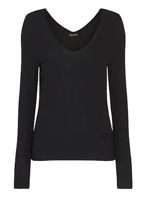 Whistles Ribbed Jersey Bias-cut Top - Black