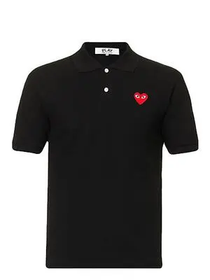 Play Comme Des Garcon Heart-appliqué Regular-fit Cotton Piqué Polo Shirt - Black