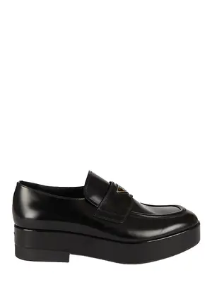 PRADA Branded Brushed Leather Loafers