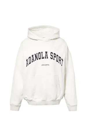 ADANOLA Logo-embroidered Oversized Cotton Hoody - Light Grey Melange