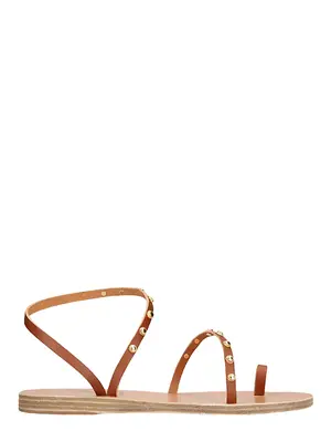 ANCIENT GREEK SANDALS Eleftheria Bee Studded Leather Sandals Rust