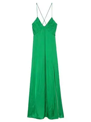 Zadig&Voltaire Rayonne Split-Hem Woven Maxi Dress Gazon