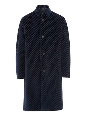 Prada Pinstriped Corduroy Coat - Navy