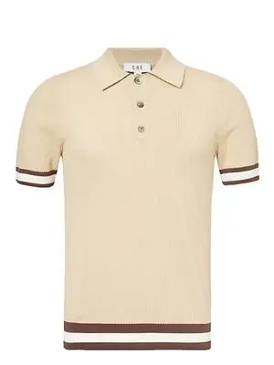 CHE Quinn Stripe-trimmed Cotton-knit Polo Shirt - Camel