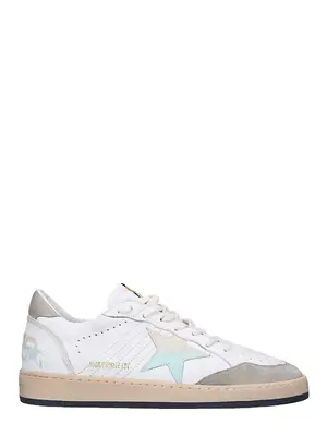 GOLDEN GOOSE Ballstar Iridescent-Start Leather Low-Top Sneakers White/beige