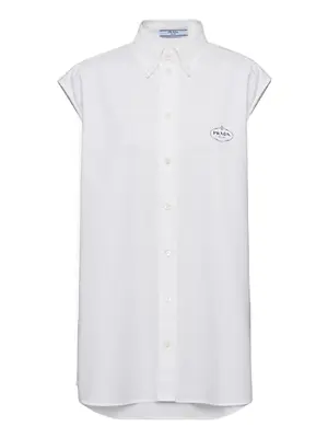 Prada Logo-embroidered Cotton Oxford Shirt - White