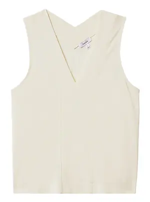 REISS Woven Sleeveless V-neck Top - Ivory
